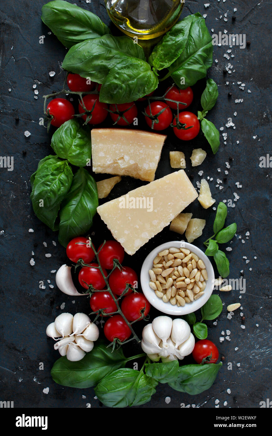 Food background with traditional ingredients for mediterranean cuisine ...
