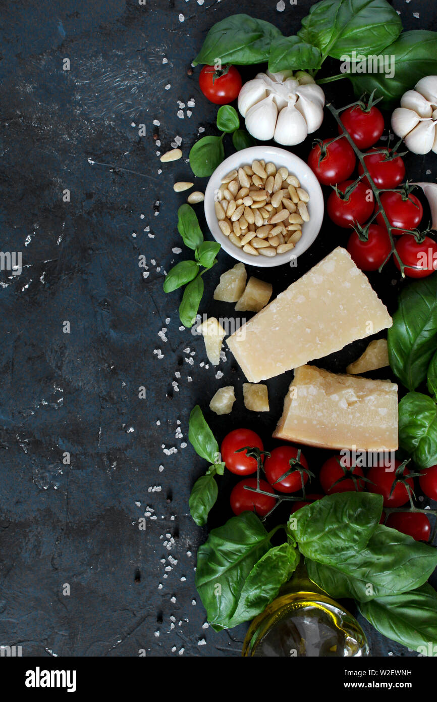 Food background with traditional ingredients for mediterranean cuisine ...