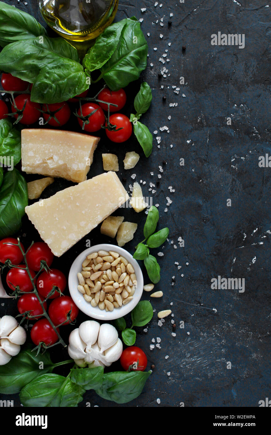 Food background with traditional ingredients for mediterranean cuisine ...