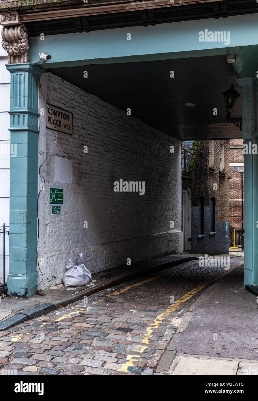 Compton Place road through a building, London WC1, England, UK Stock ...
