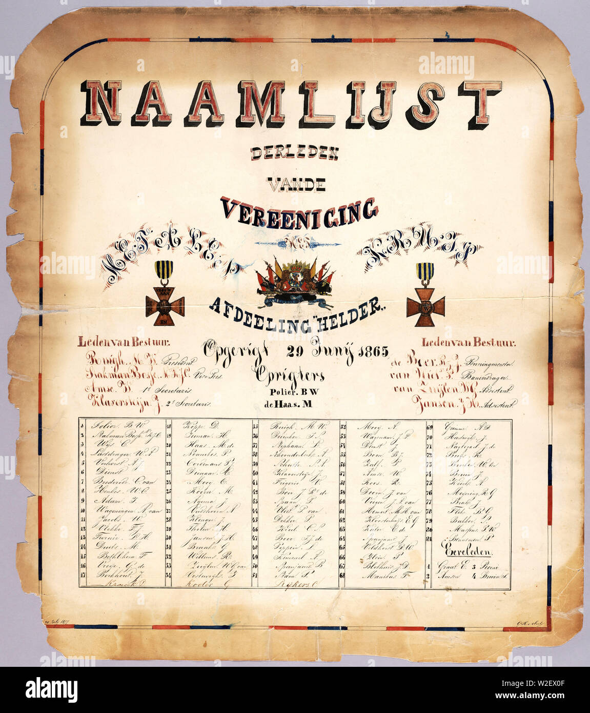 Name list of the members of the Metal Cross division Helder ca. 1877 ...