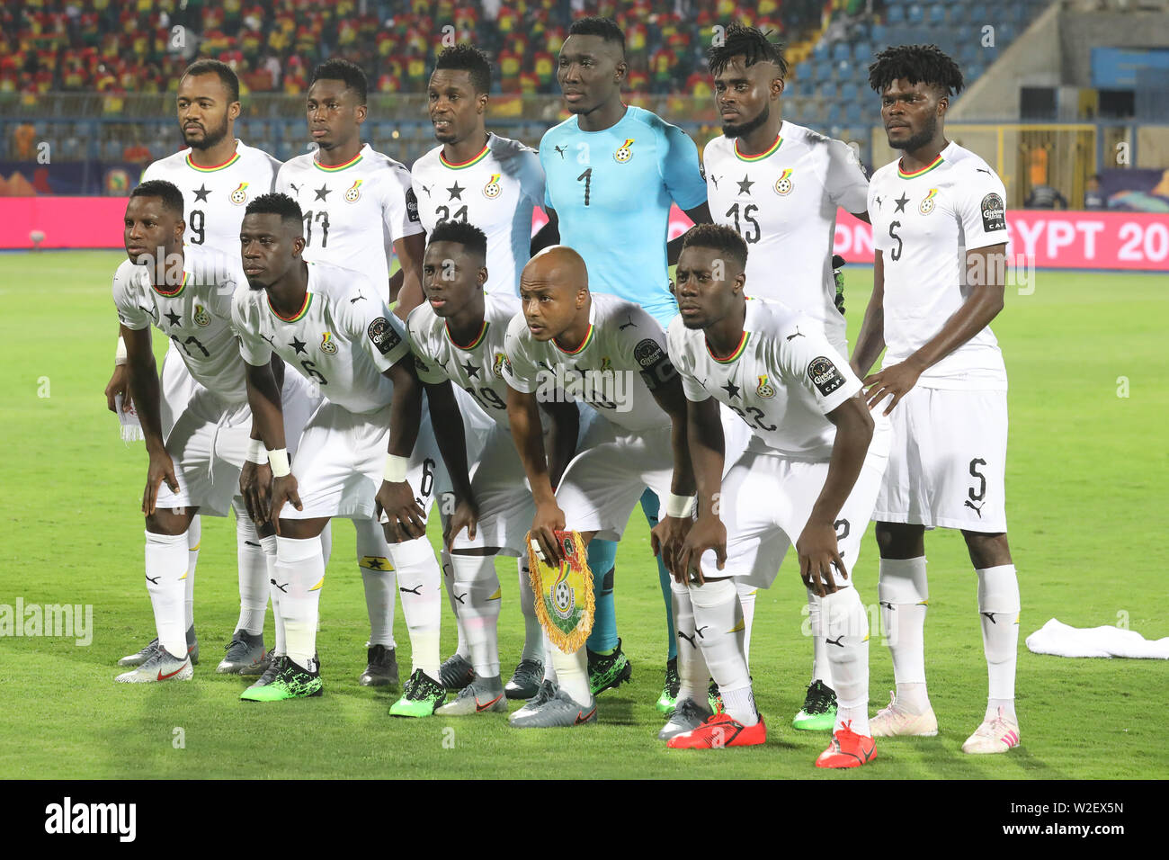 Ismailia, Egypt. 08th July, 2019. Ghana players pose for a group photo ...