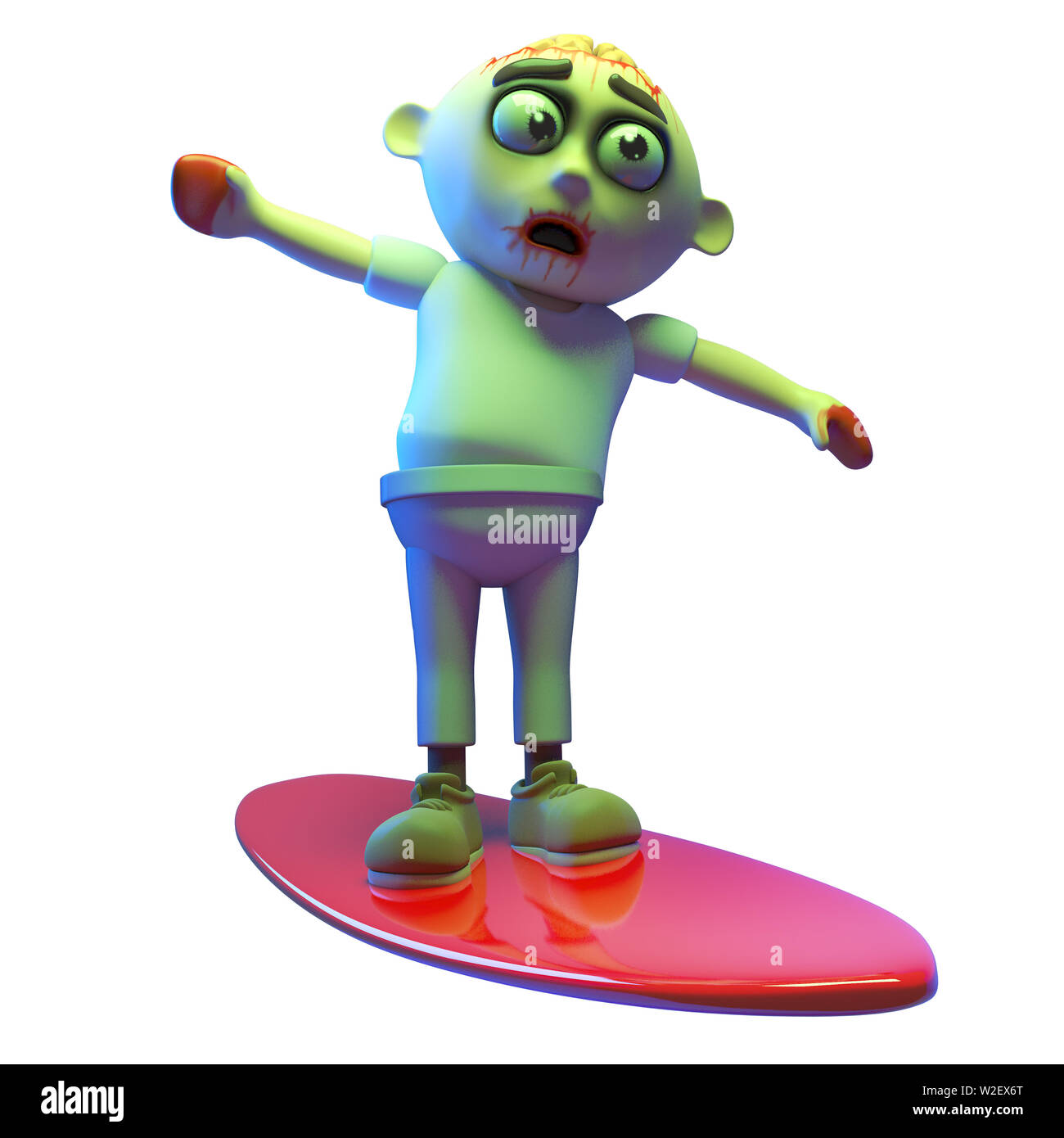 Even undead zombie monsters can enjoy surfing on a surfboard, 3d ...