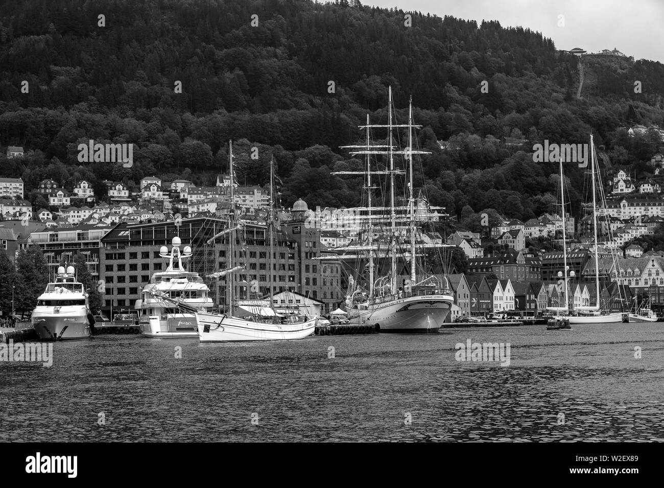 Veteran sail ship, the galeas Loyal (built 1877) passing in front of ...