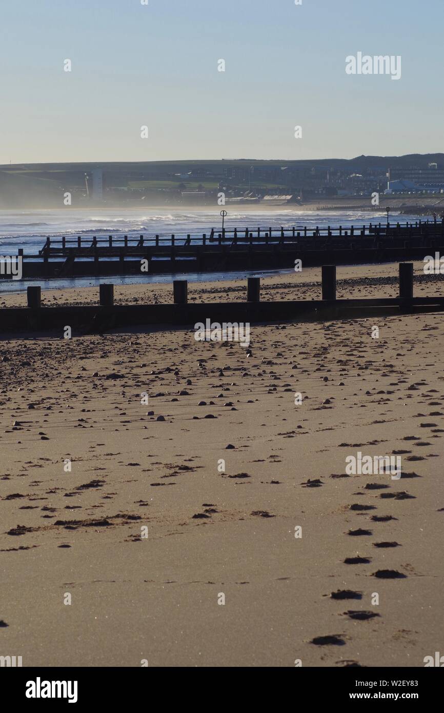 Trail of Footsteps along the Golden Sand of Aberdeen Beach on a Sunny ...