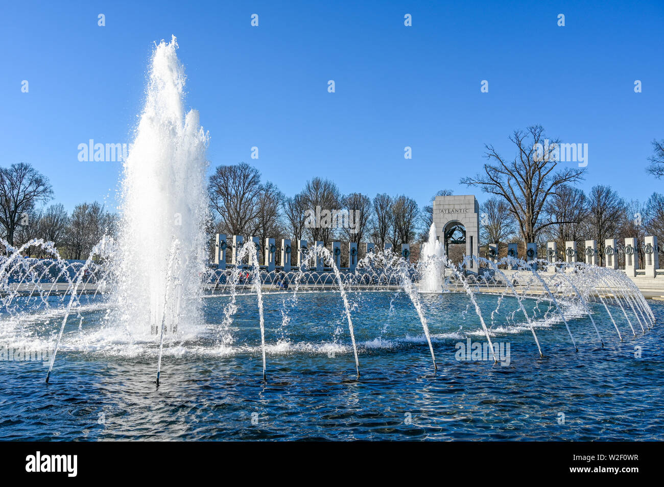 World War II Memorial in Washington DC. The memorial consist of 56 ...