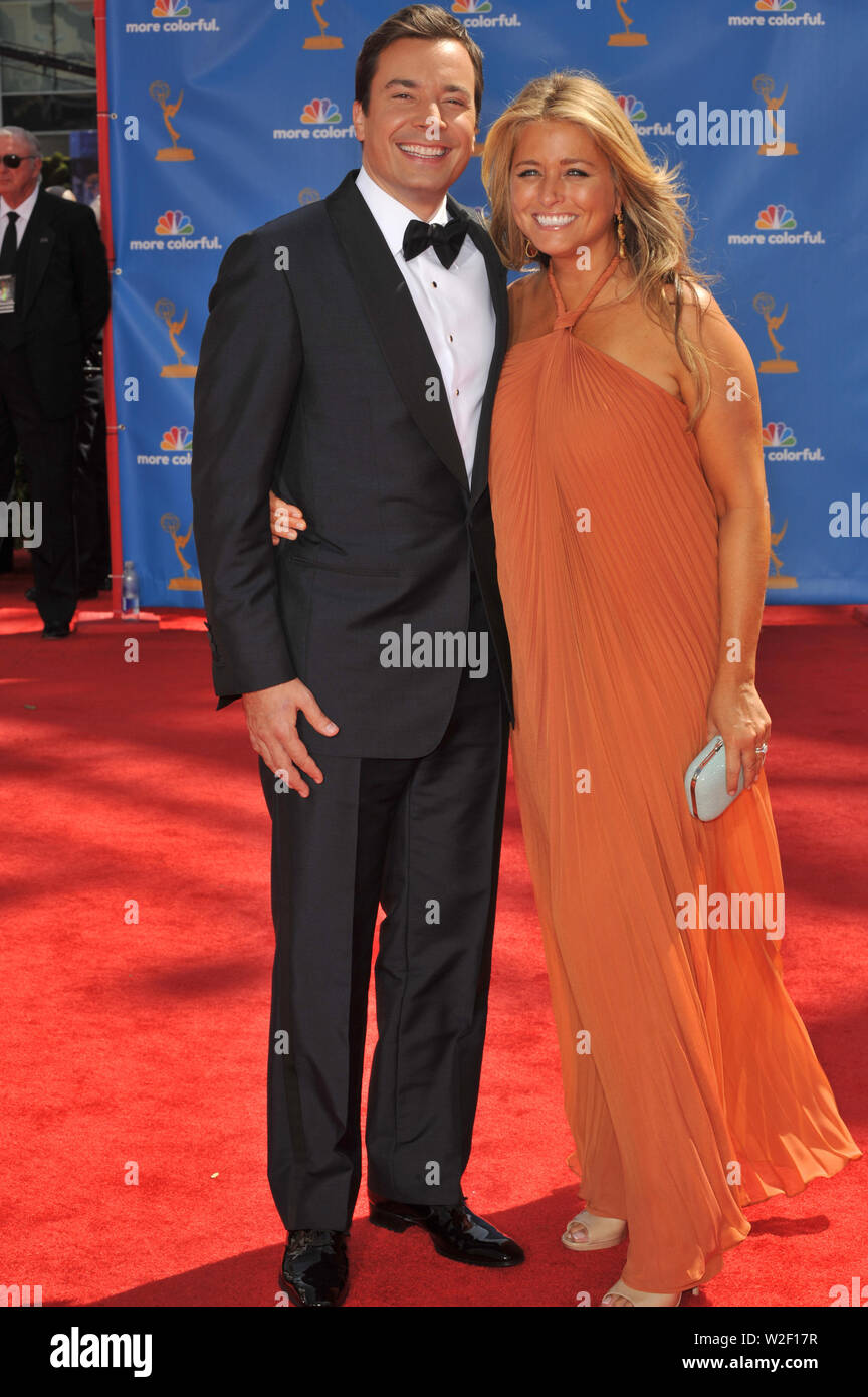 LOS ANGELES, CA. August 30, 2010: Jimmy Fallon & wife at the 2010 ...