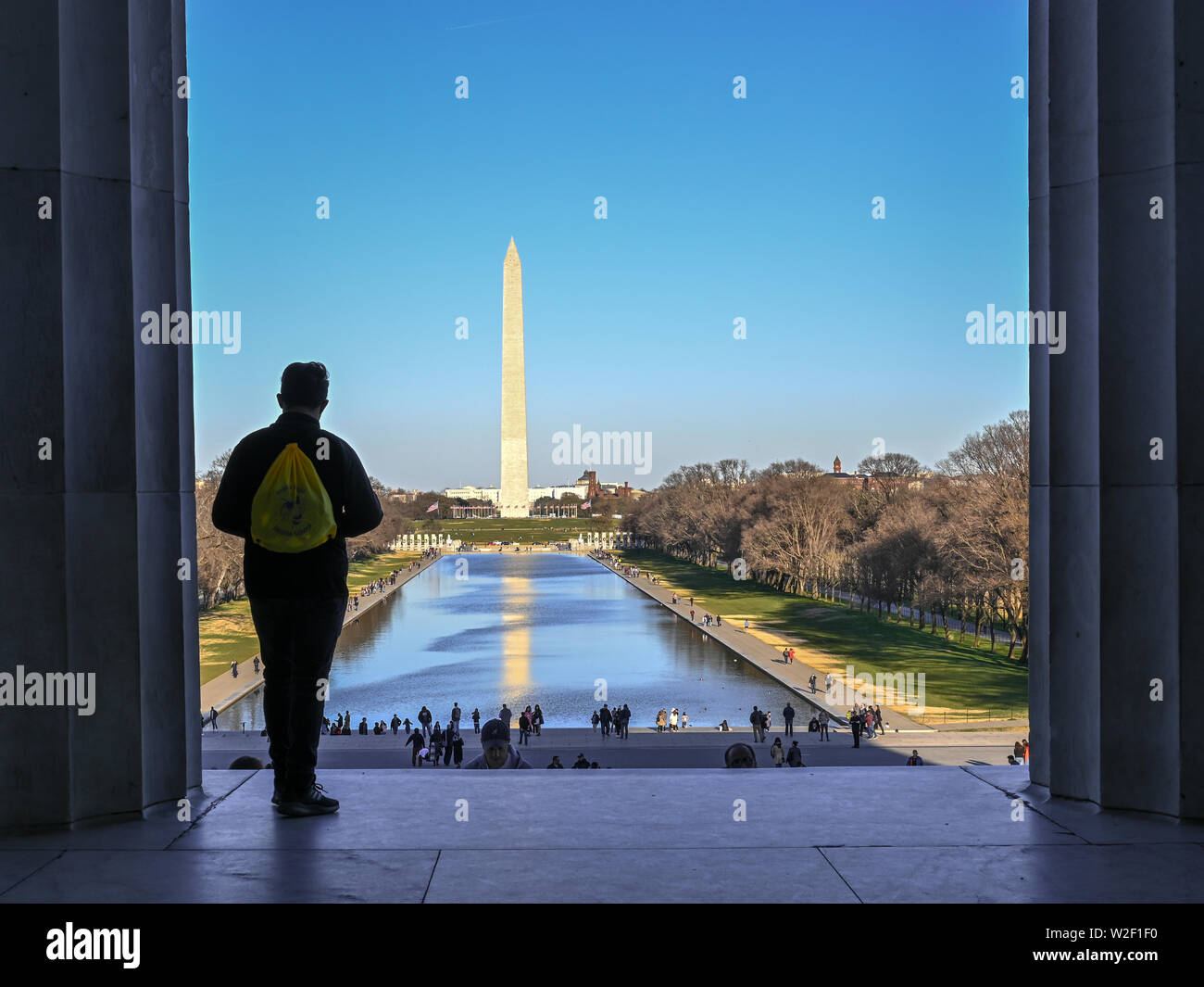 View from Lincoln Memorial towards Washington Monument during spring ...