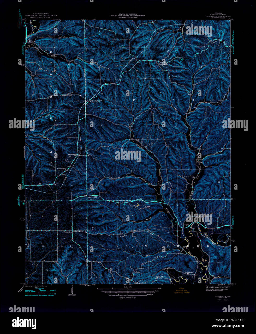 USGS TOPO Map Indiana IN Unionville 161058 1947 24000 Inverted ...