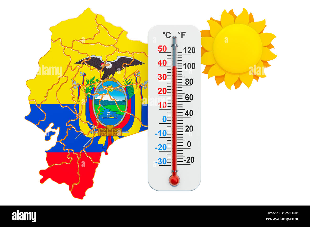 Heat in Ecuador concept. 3D rendering isolated on white background ...