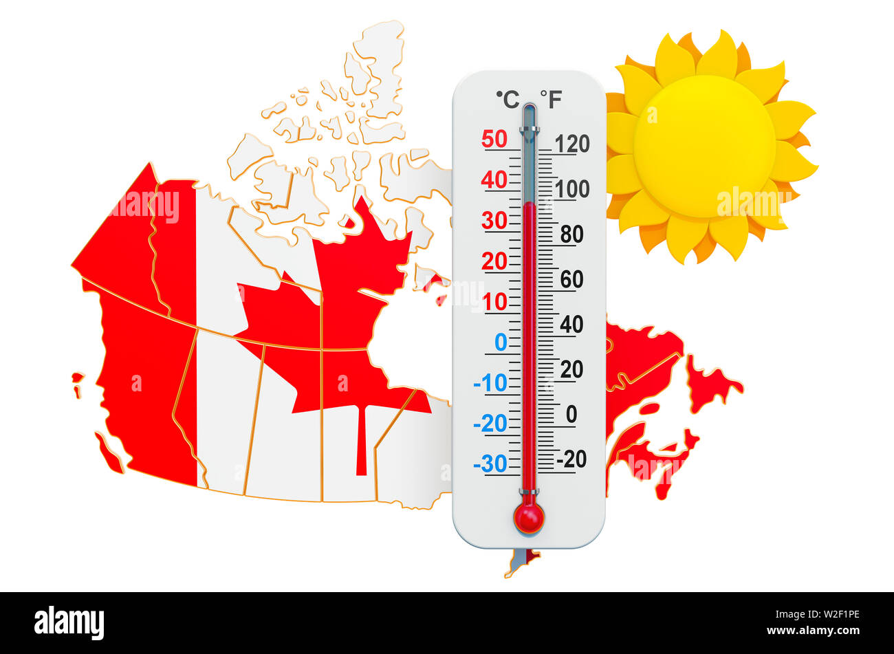 Heat in Canada concept. 3D rendering isolated on white background Stock ...