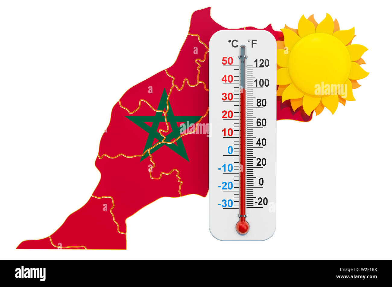 Heat in Morocco concept. 3D rendering isolated on white background ...