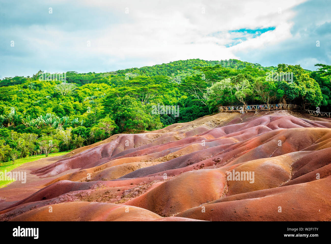 Seven coloured earth wonder in Chamarel region of tropical island ...