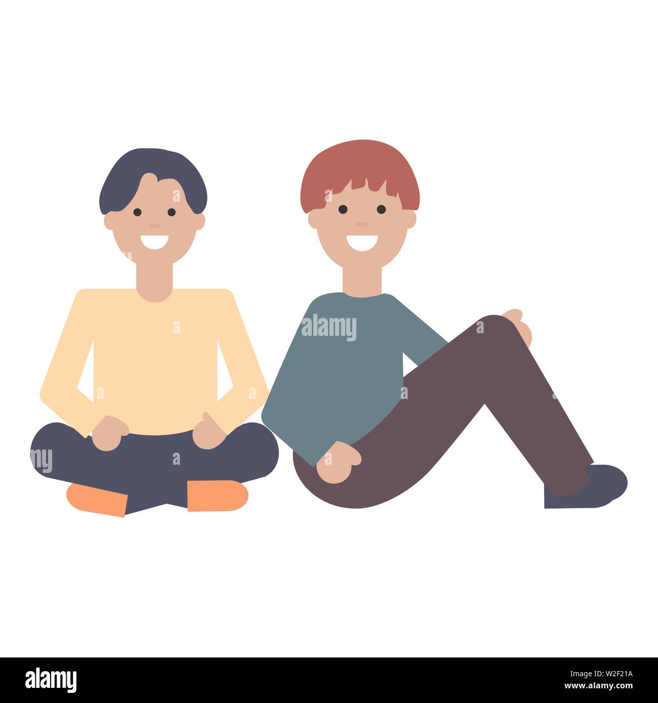 happy young men seated character vector illustration design Stock ...