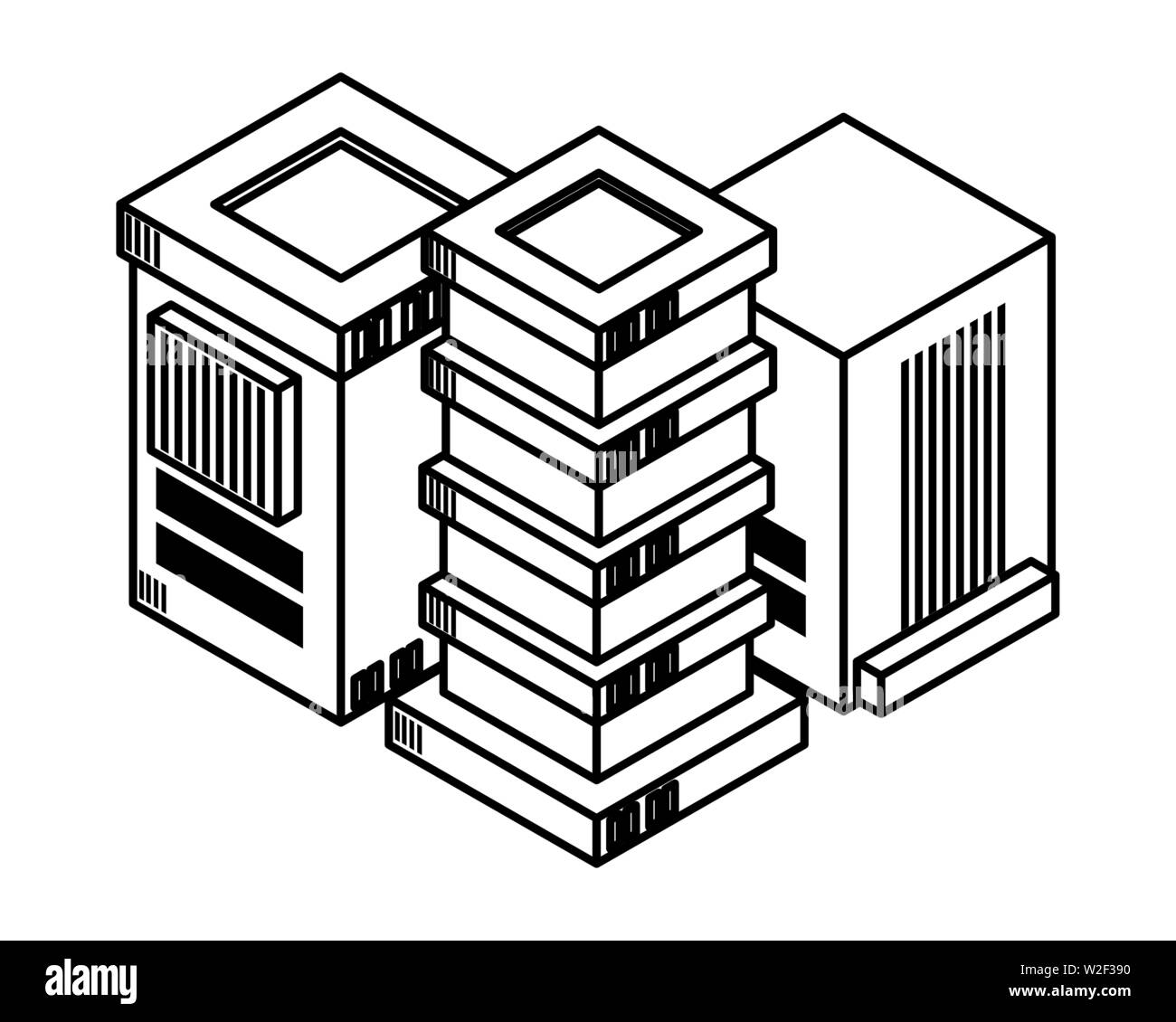 database servers and computing technology in black and white Stock ...