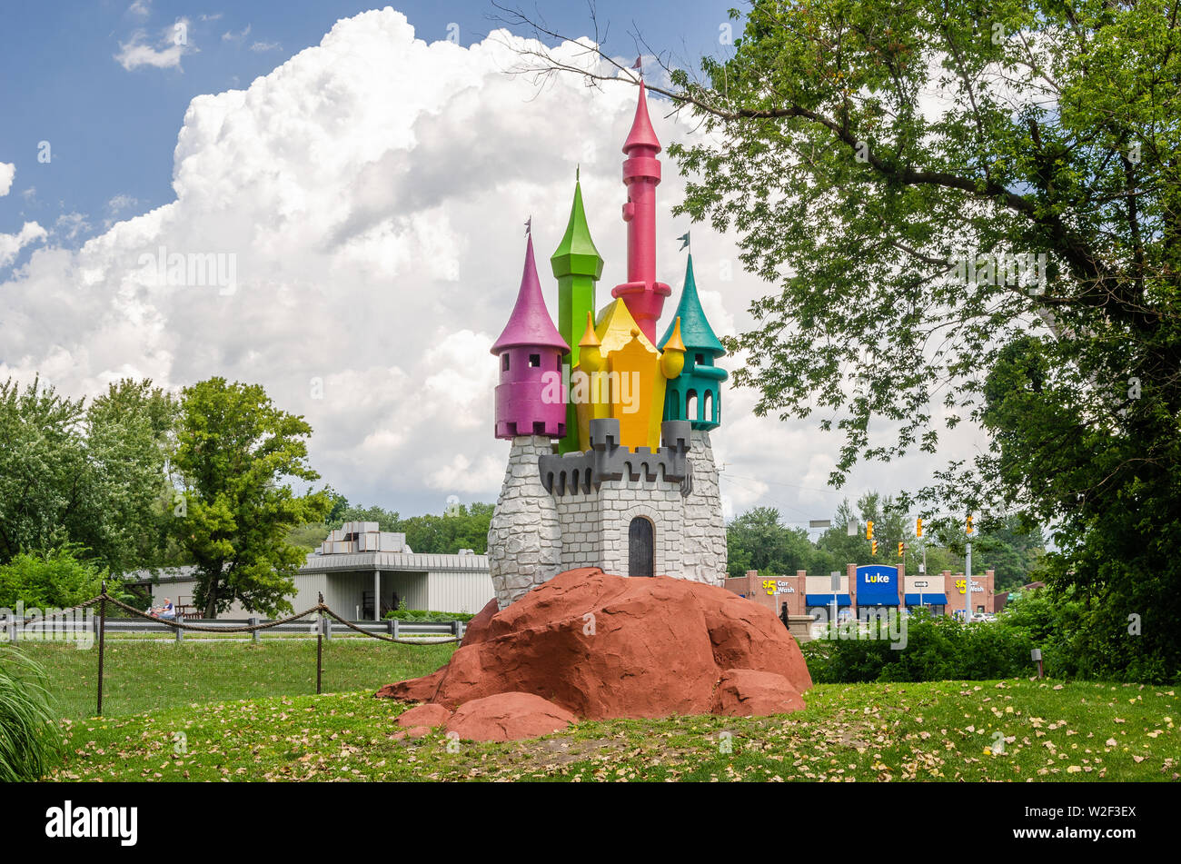 Castle folly on mini golf course Stock Photo - Alamy