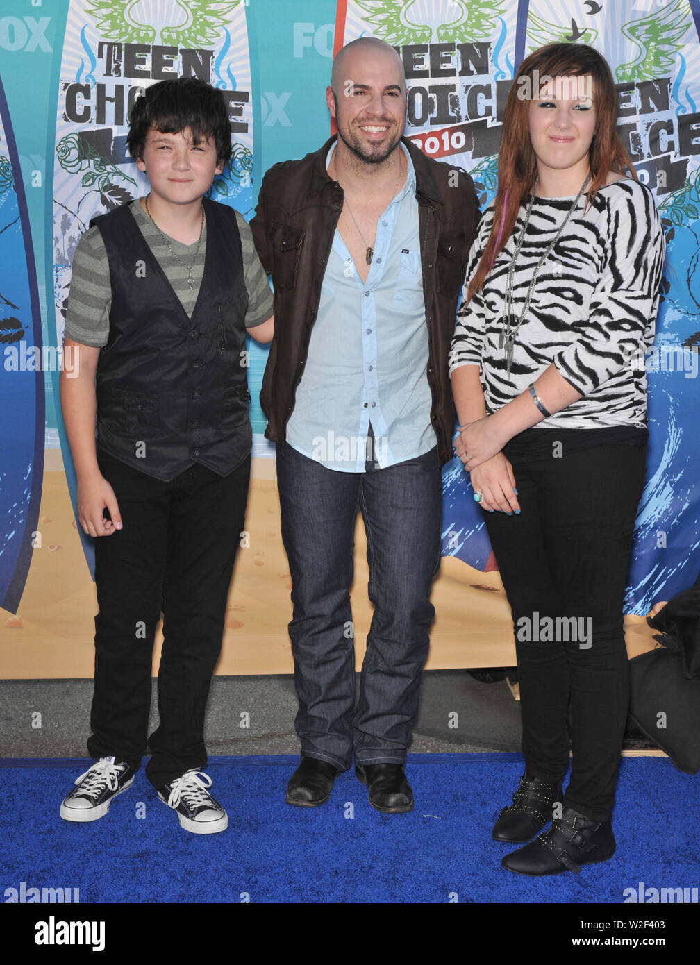 LOS ANGELES, CA. August 09, 2010: Chris Daughtry & son & daughter at ...
