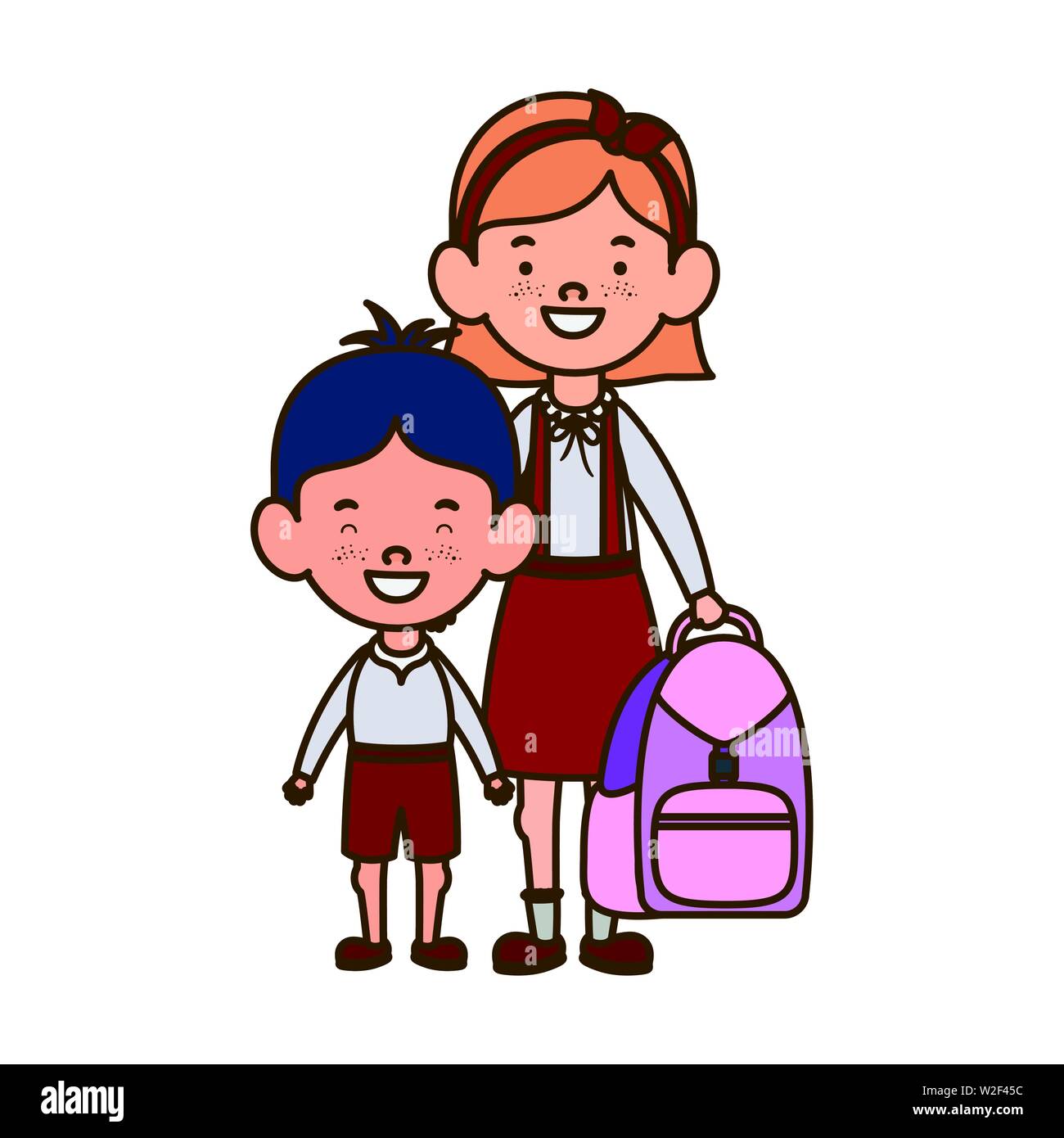 couple students standing smiling on white background Stock Vector Image ...