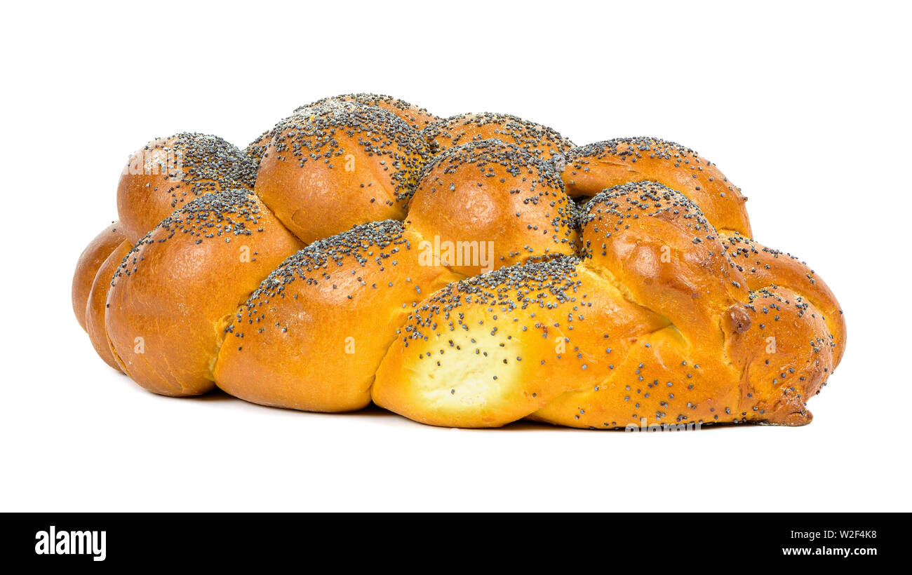Fresh whole challah bread isolated on white background with clipping ...