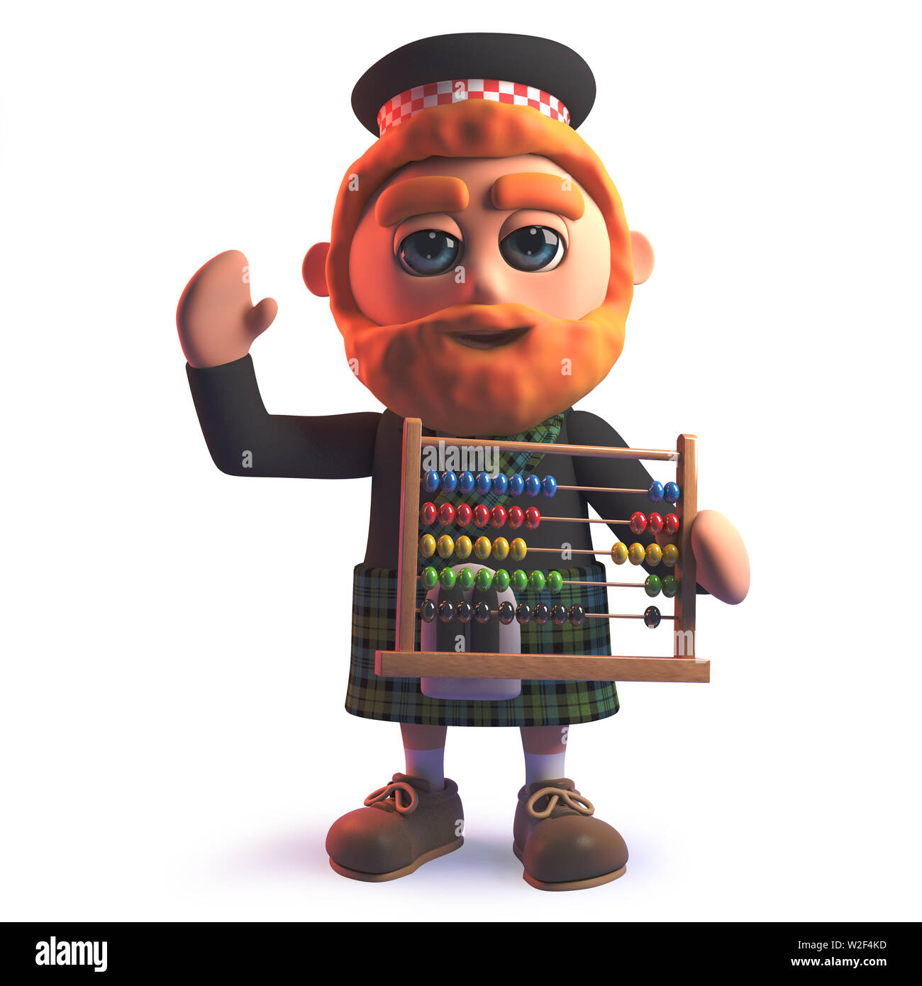 Rendered 3d image of a Scots man cartoon character in 3d holding an ...