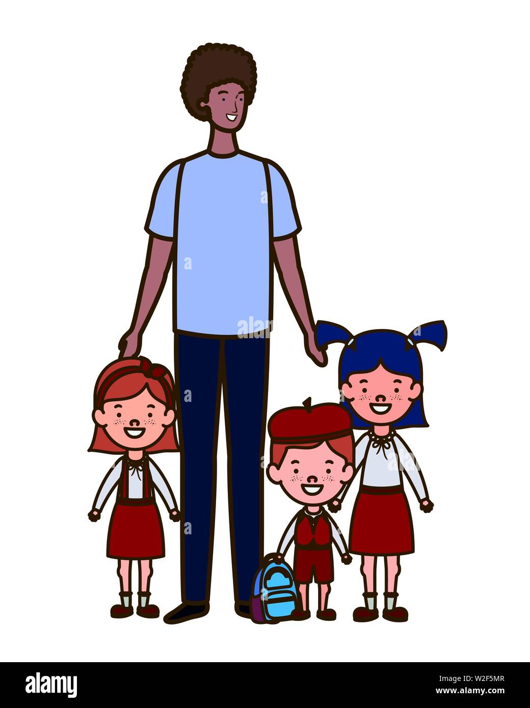 man with children of back to school Stock Vector Image & Art - Alamy