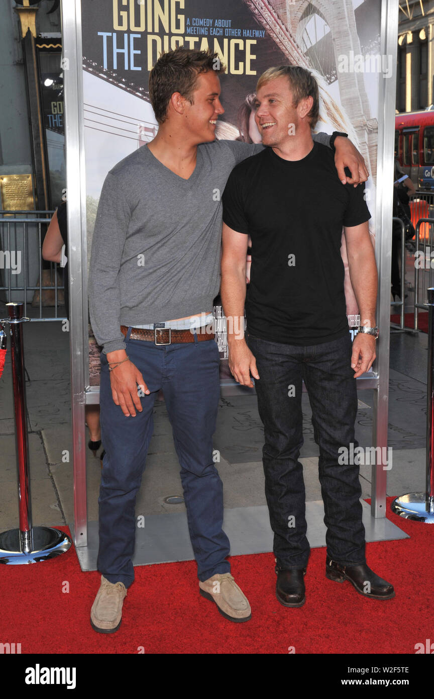 LOS ANGELES, CA. August 23, 2010: Ricky Schroder & son Luke (in grey ...
