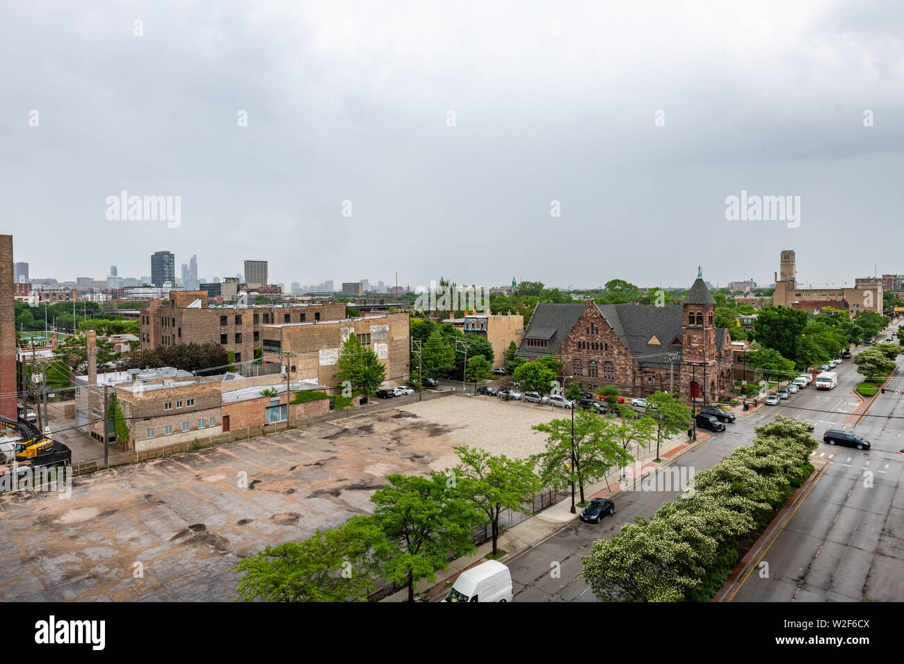 Aerial view of redevelopment at Union Row in the Near West Side Stock ...