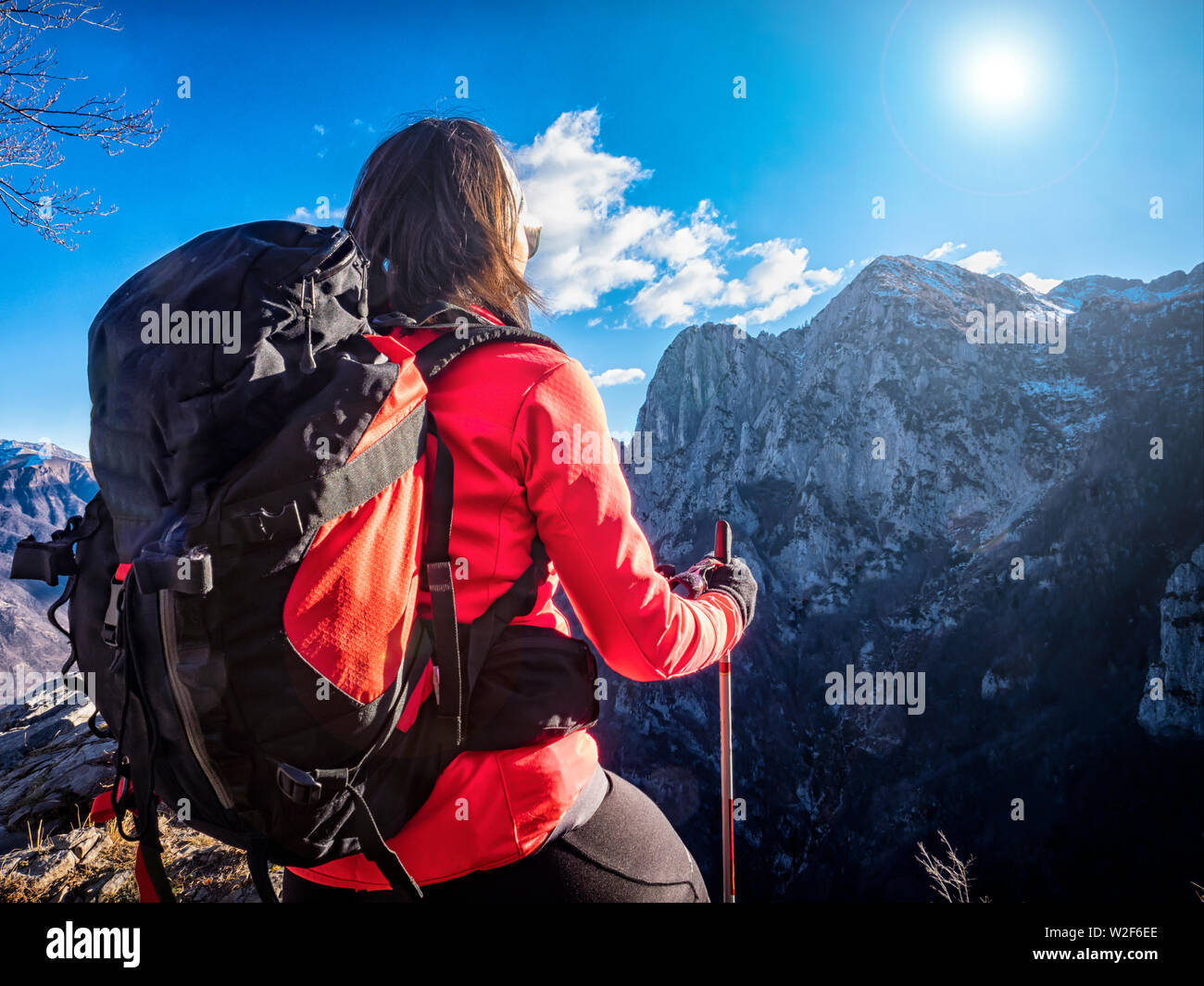 Female hiker in the italian alps Stock Photo - Alamy