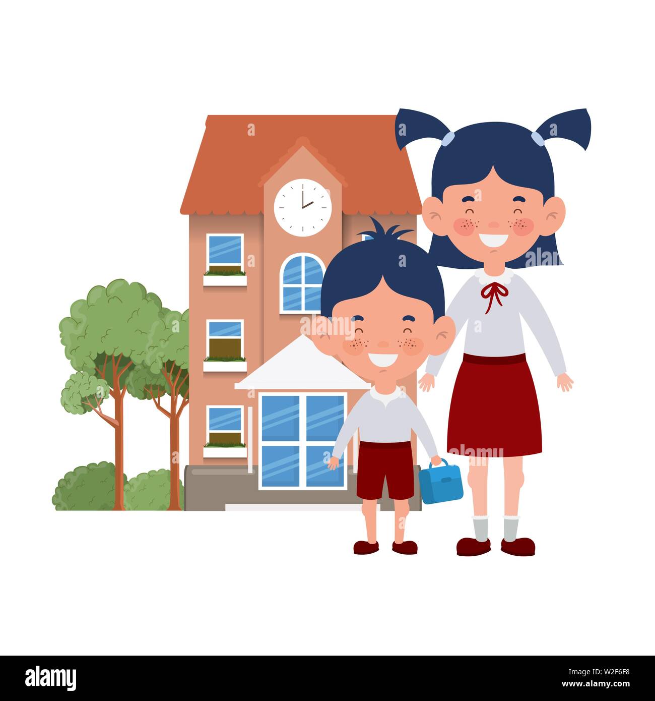 school building of primary with students Stock Vector Image & Art - Alamy