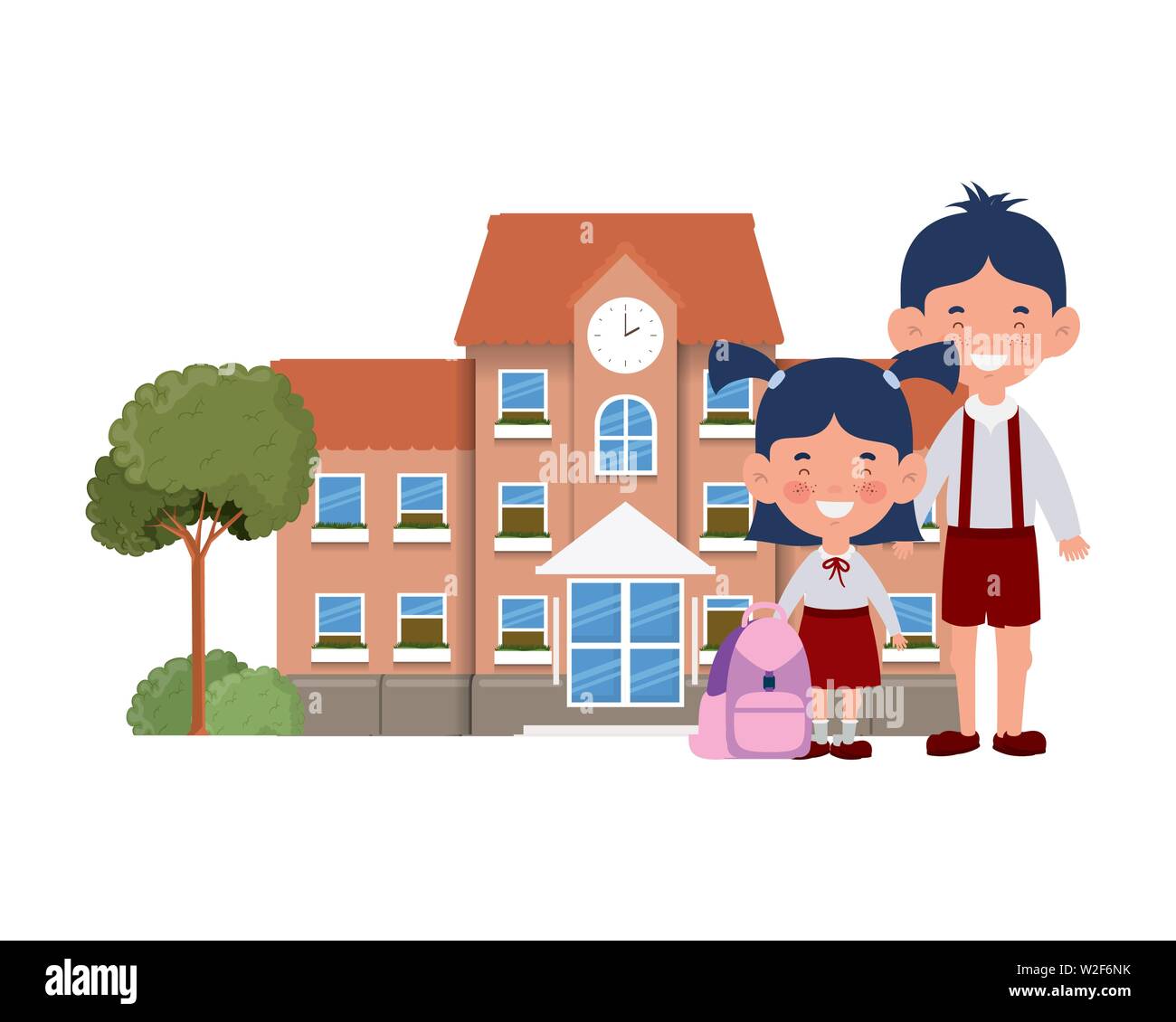 school building of primary with students Stock Vector Image & Art - Alamy