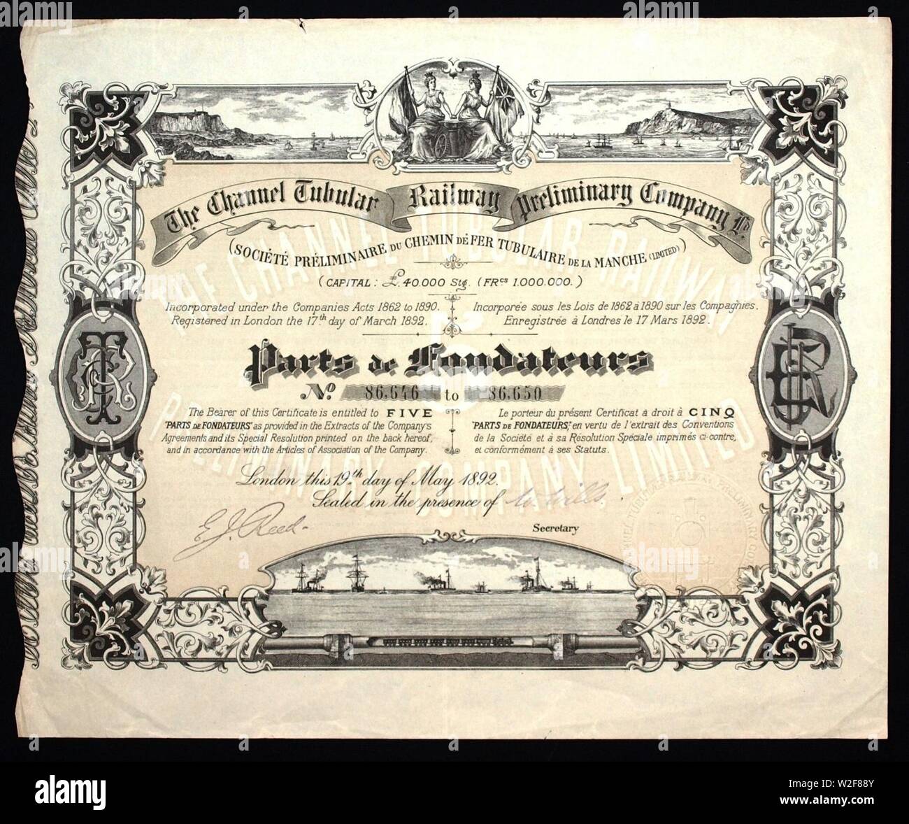Channel Tubular Railway 1892 Stock Photo - Alamy