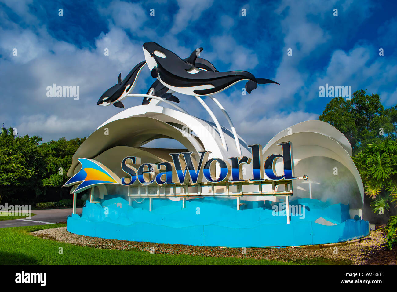 Orlando, Florida. June 17, 2019. Seaworld sign in International Drive ...