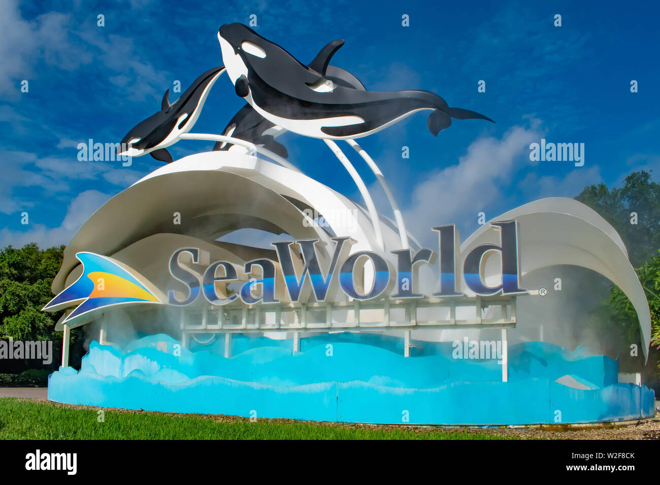 Orlando, Florida. June 17, 2019. Seaworld sign in International Drive ...
