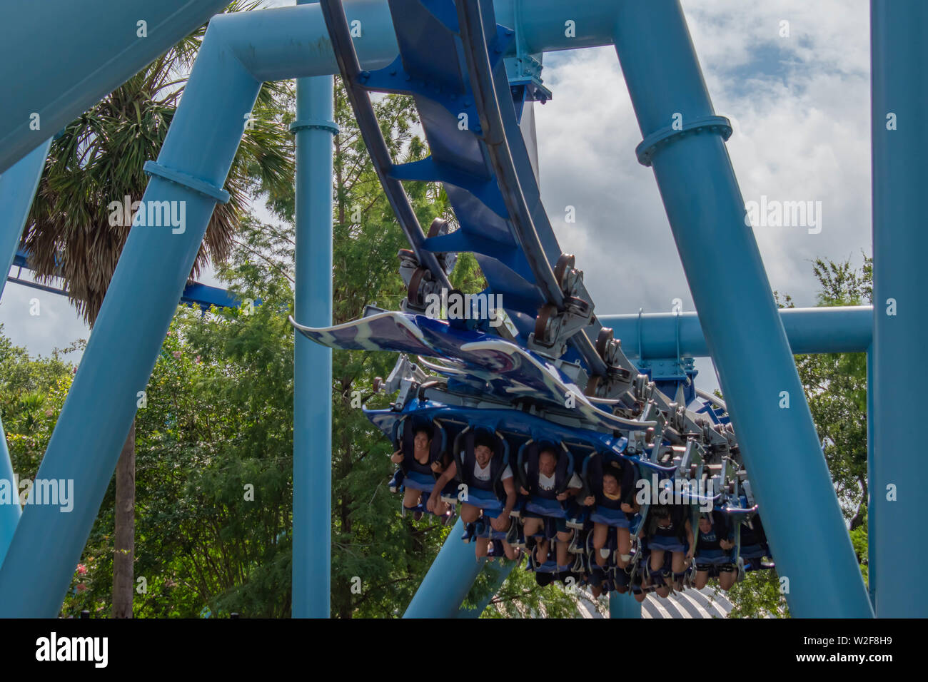 Orlando, Florida. June 17, 2019. Top view of people having fun amazing ...