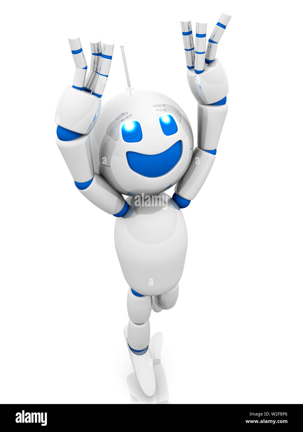 3D rendered Illustration of a happy jumping cartoon Robot Stock Photo ...