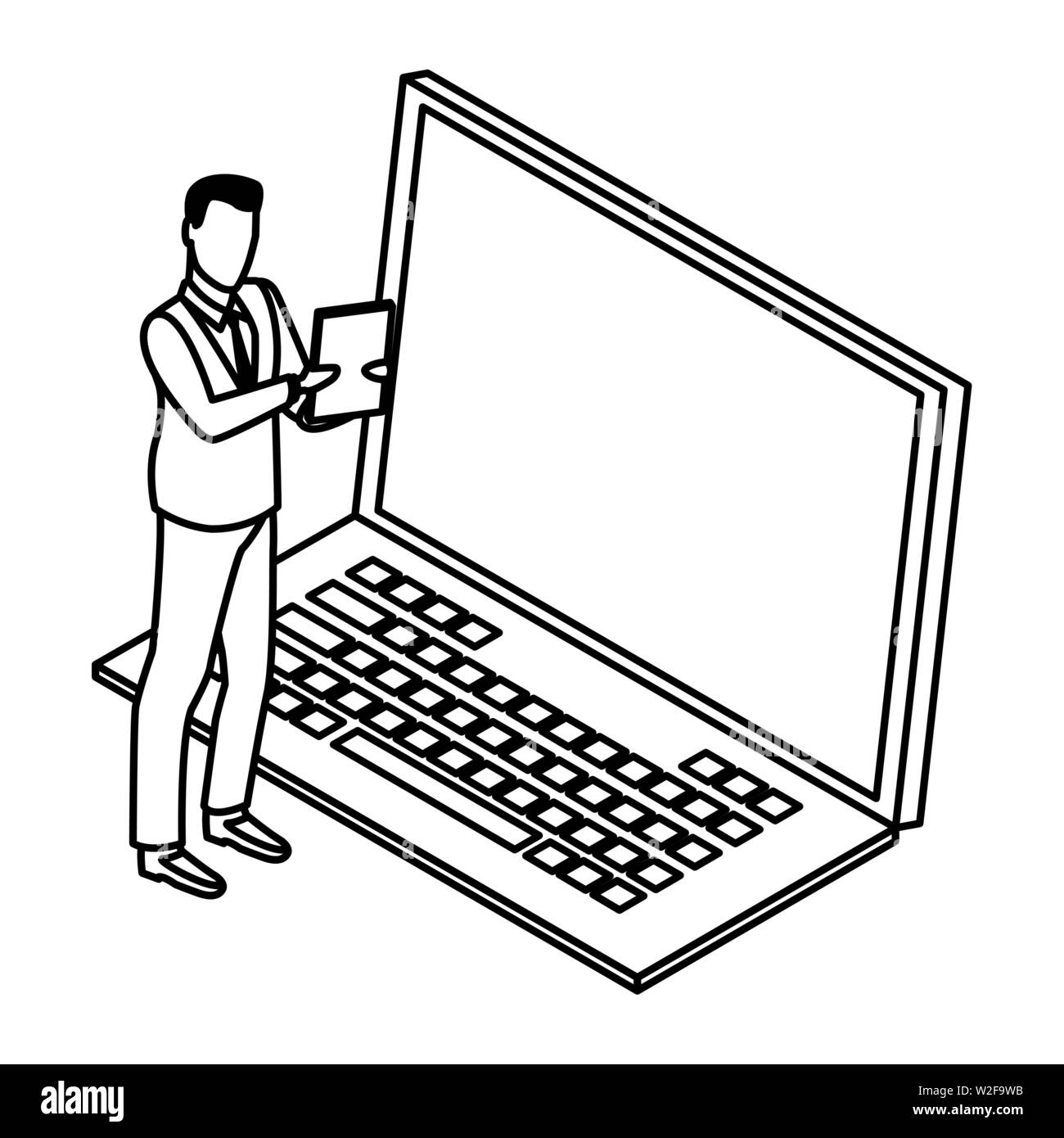 technology networking and global marketing in black and white Stock ...