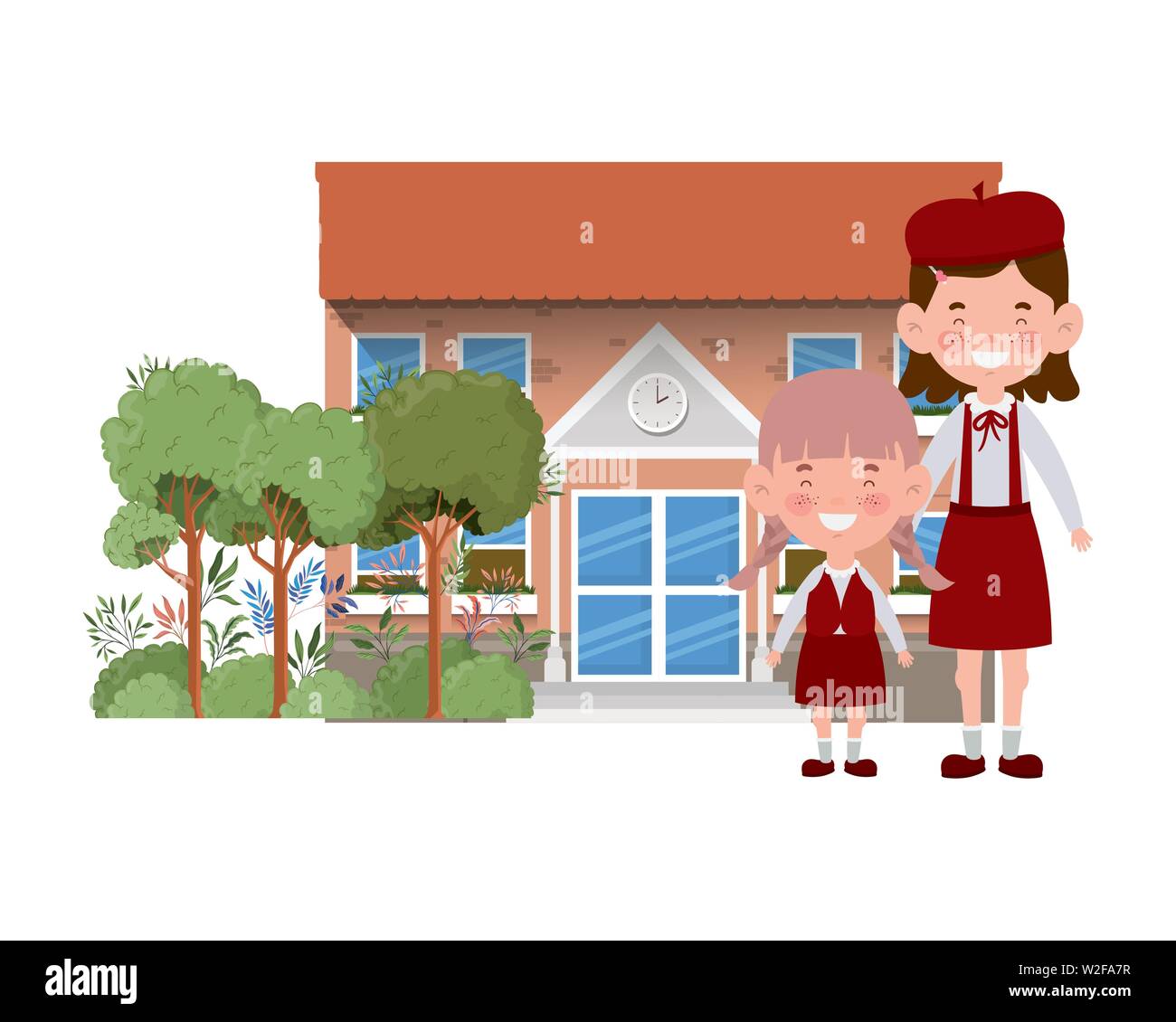 school building of primary with students Stock Vector Image & Art - Alamy