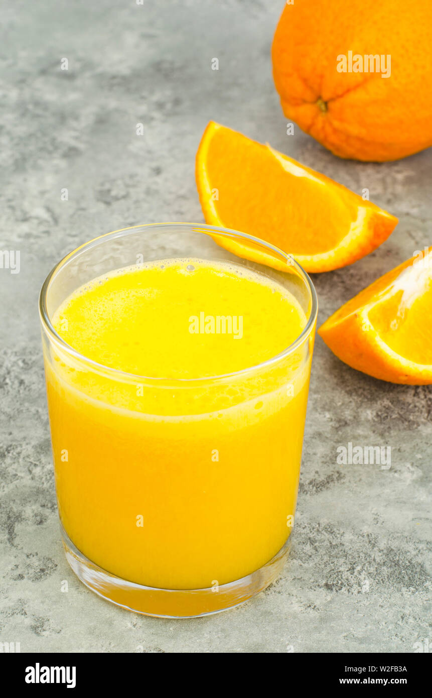 Fresh orange juice with pulp, healthy food Stock Photo - Alamy