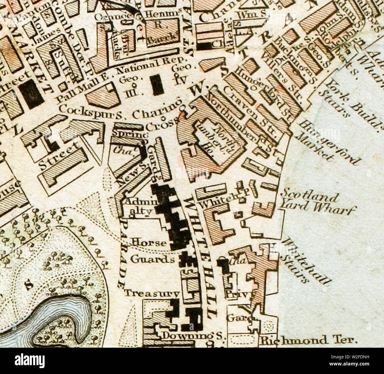 Charing Cross London from 1833 Schmollinger map Stock Photo - Alamy