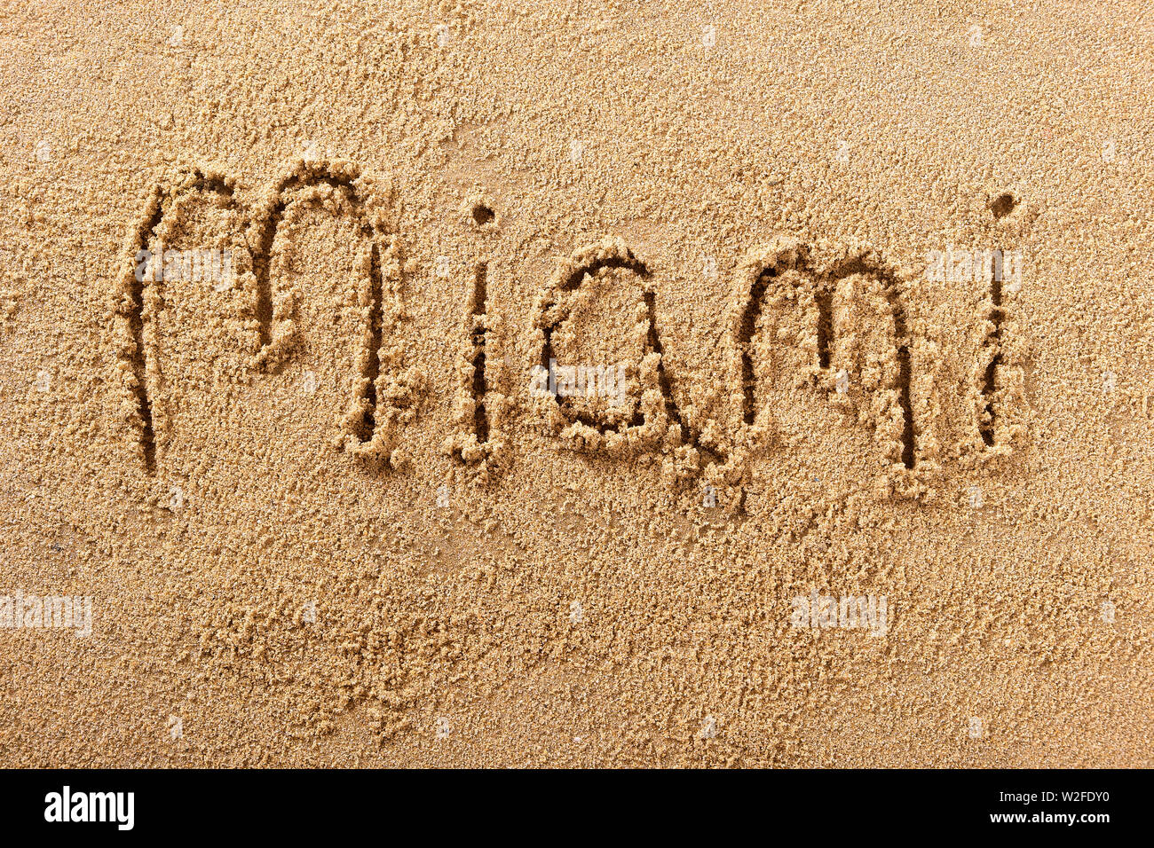 Miami Florida hand written beach word travel concept Stock Photo - Alamy