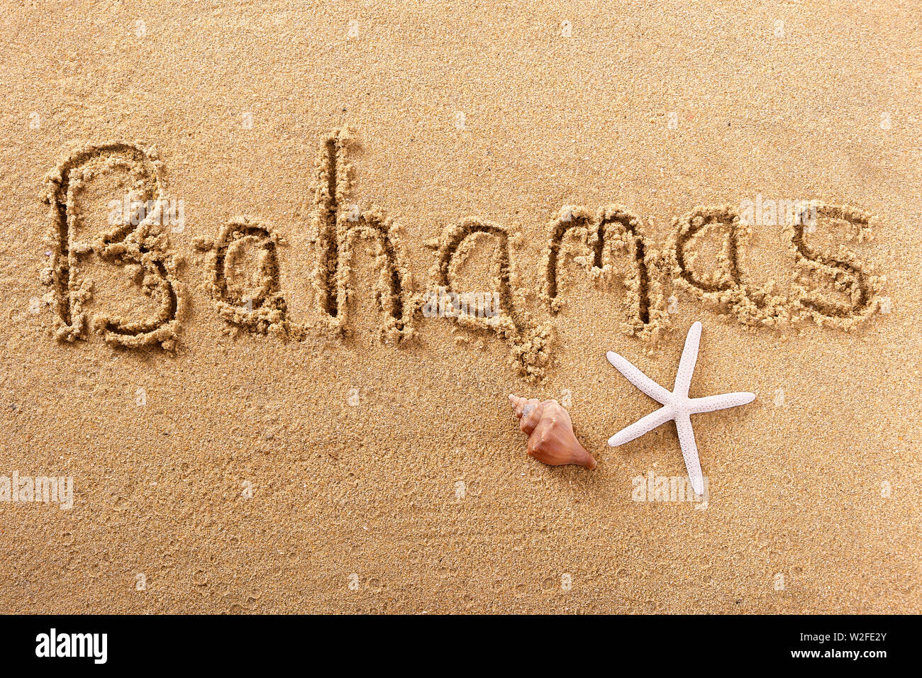 Bahamas hand written beach word travel concept Stock Photo - Alamy