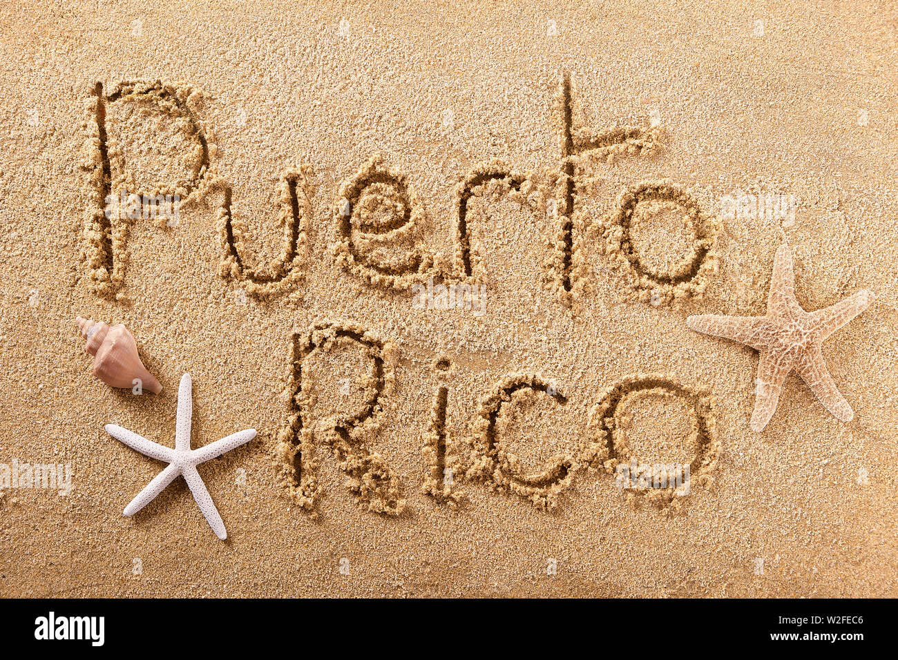 Puerto Rico hand written beach word travel concept Stock Photo - Alamy