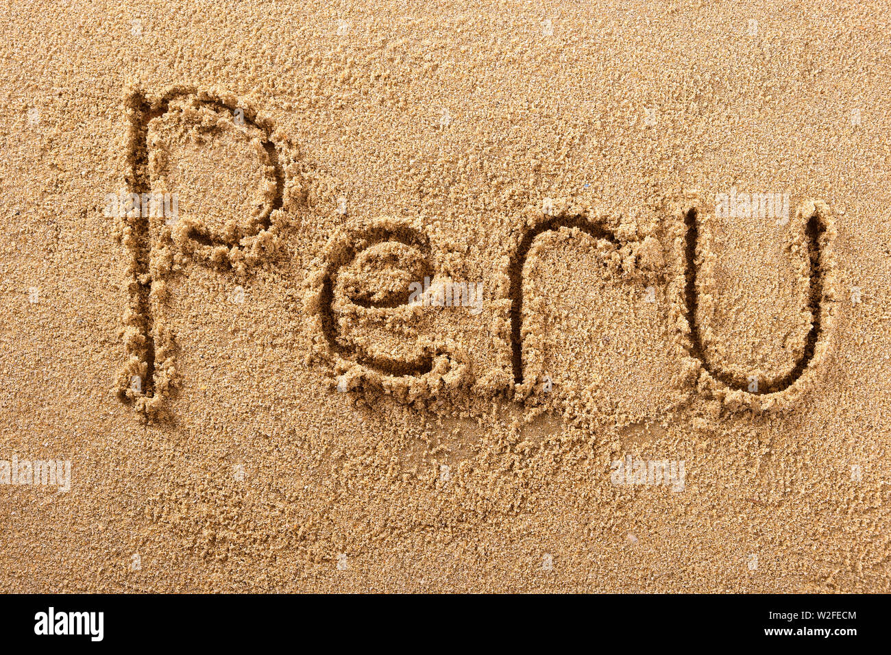 Peru hand written beach word travel concept Stock Photo - Alamy