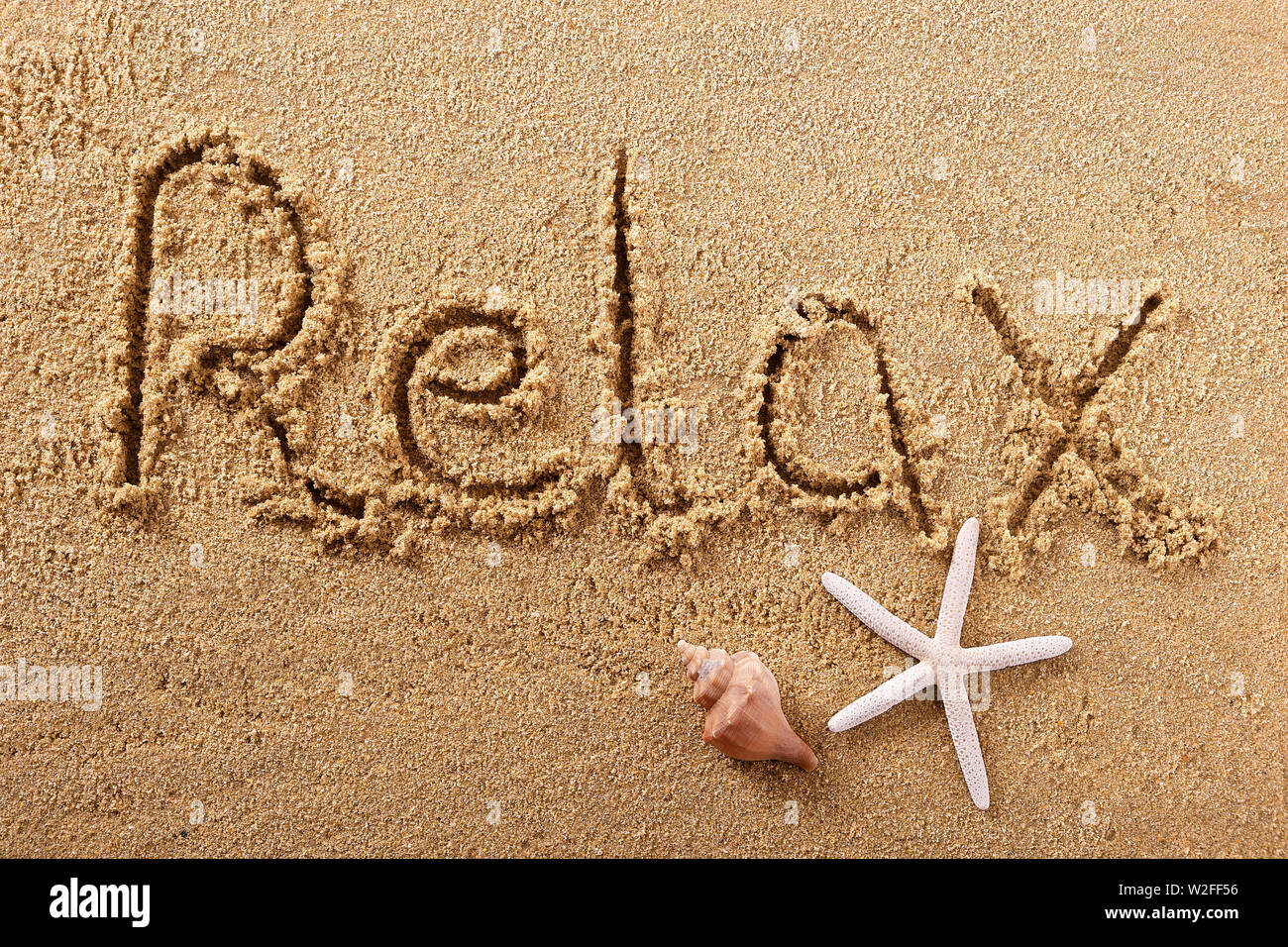 Relax relaxation leisure hand written beach word travel concept Stock ...