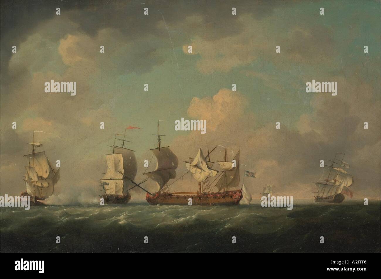 Charles Brooking - The Capture of the ‘Marquis d'Antin‘ and the ‘Louis ...