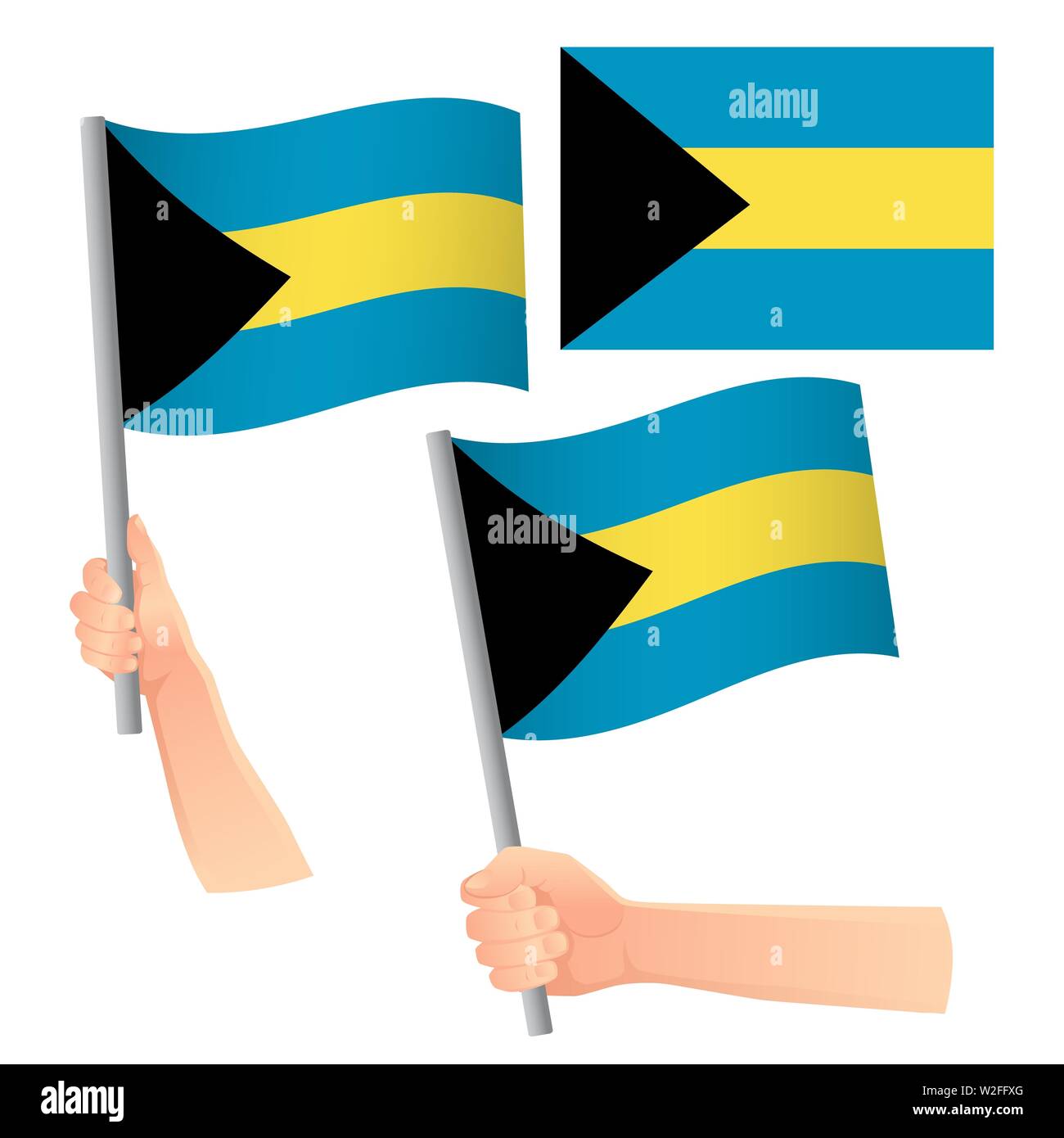Bahamas flag in hand. Patriotic background. National flag of Bahamas ...