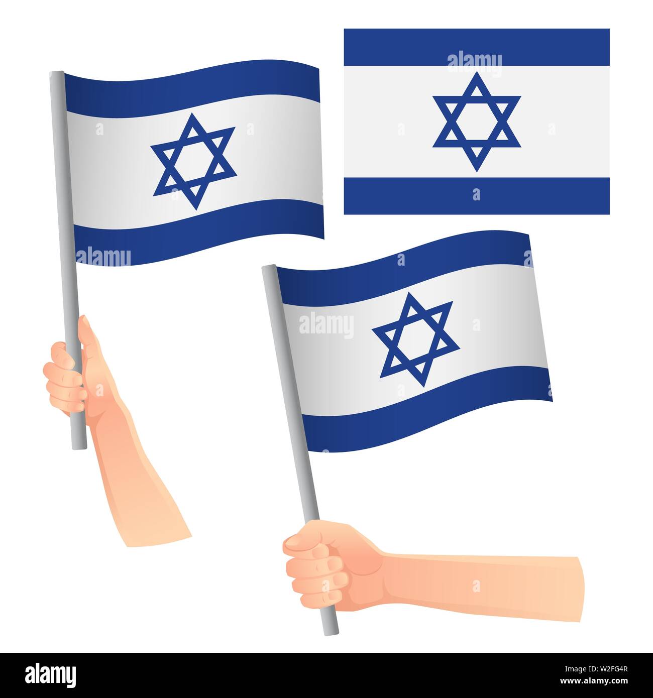 Israel flag in hand. Patriotic background. National flag of Israel ...
