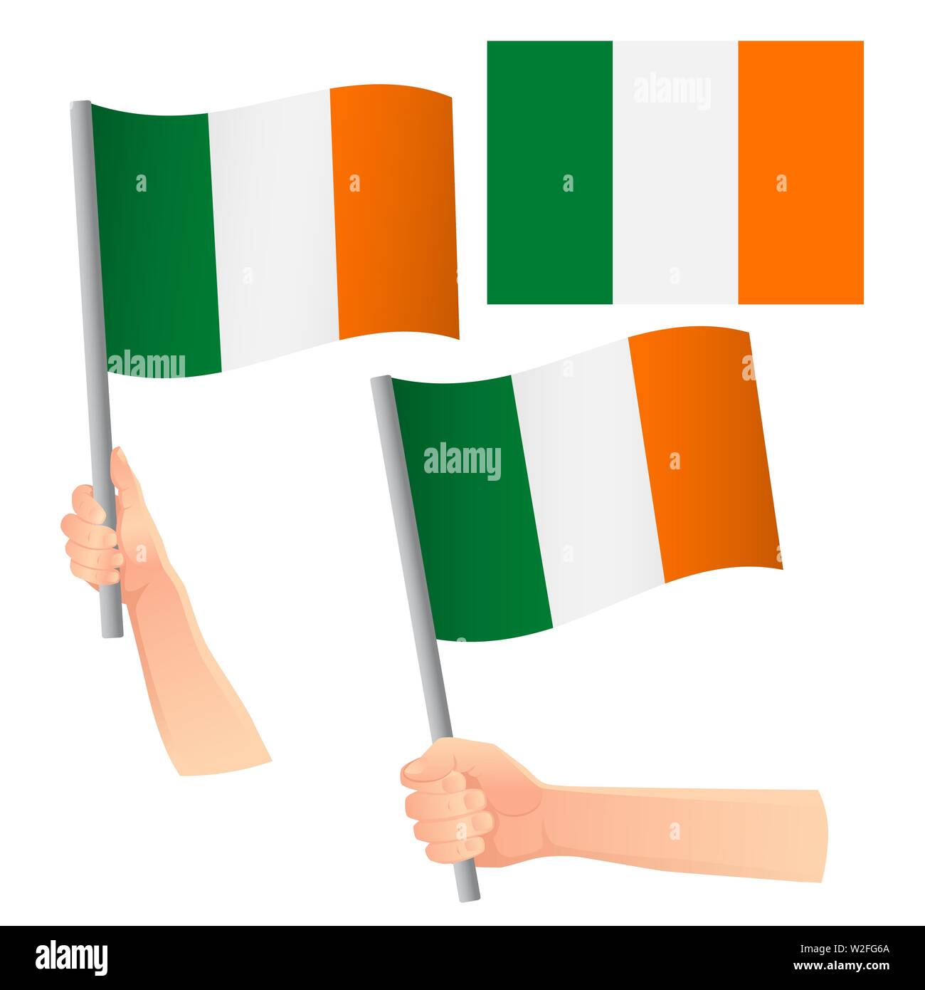 Ireland flag in hand. Patriotic background. National flag of Ireland ...