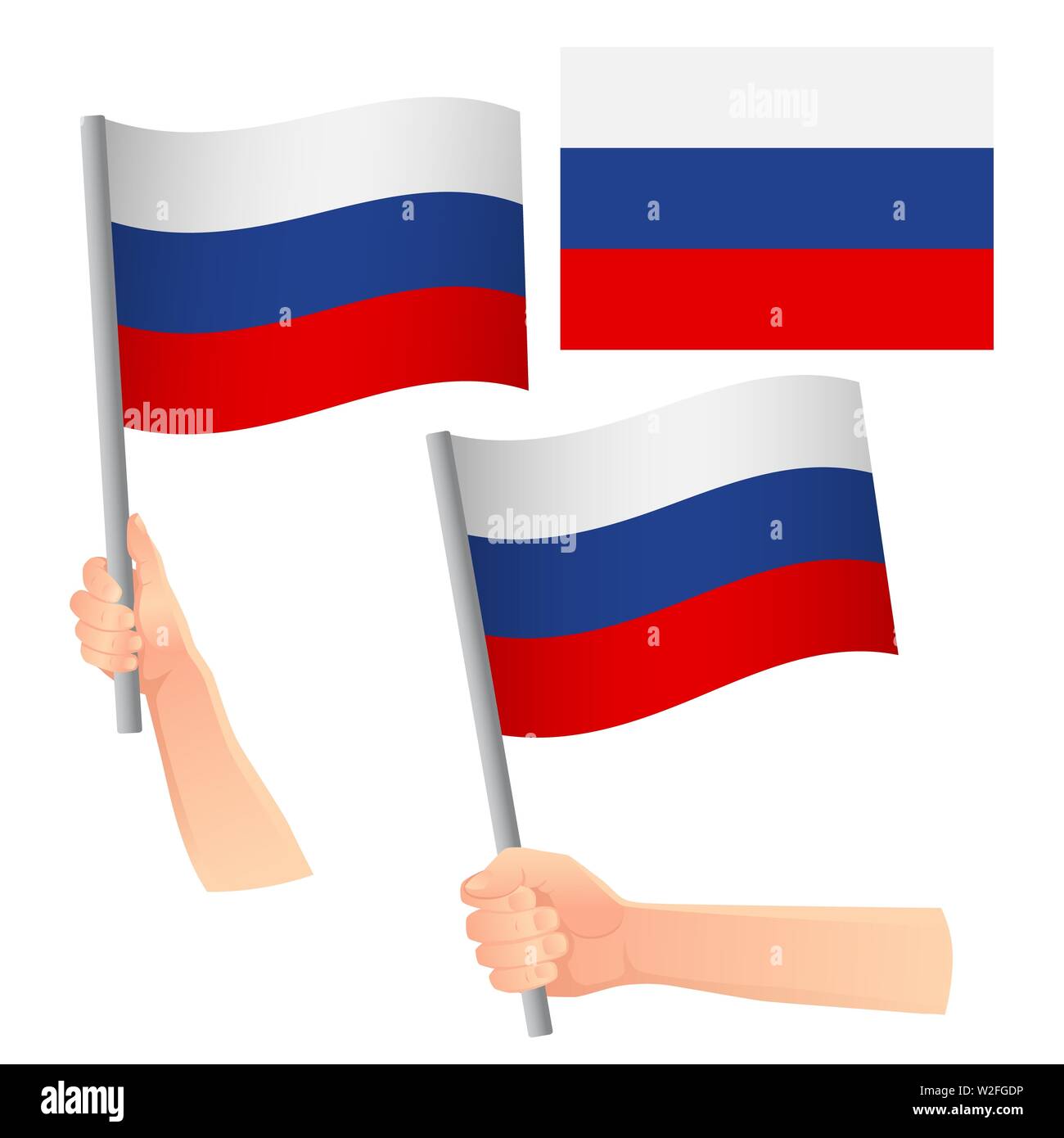 Russia flag in hand. Patriotic background. National flag of Russia ...