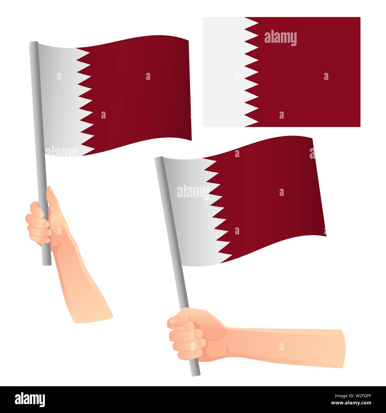 Qatar flag in hand. Patriotic background. National flag of Qatar ...